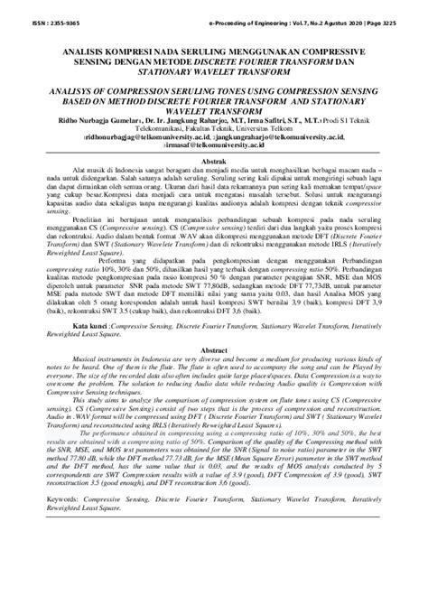 Pdf Analisis Kompresi Nada Seruling Menggunakan Compressive Sensing Dengan Metode Discrete