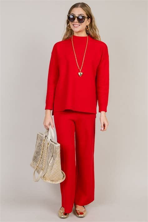 Ruby Sweater Set Red New Arrivals The Blue Door Boutique