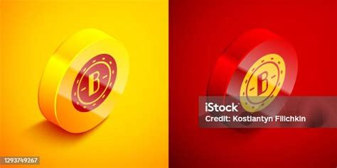 주황색과 빨간색 배경에 고립 된 등분 성 암호 화폐 동전 비트 코인 아이콘 물리적 비트 동전 블록 체인 기반의 안전한 암호화 통화 서클 버튼입니다 벡터 0명에 대한 스톡