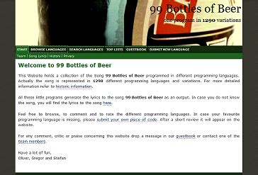 99 Bottles Of Beer In Different Programming Languages