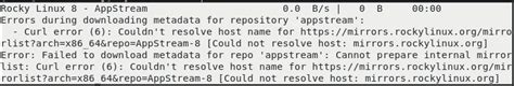 Errors During Downloading Metadata For Repository Appstream Rrockylinux