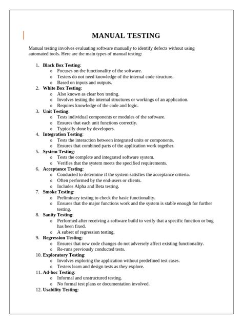 Manual Testing And Its Types And Sdlc And Stlc 58998694 Pdf
