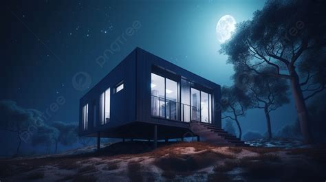 놀라운 3d 렌더링의 야간 미니멀 하우스 작은 집 부동산 개발 3d 집 배경 일러스트 및 사진 무료 다운로드 Pngtree