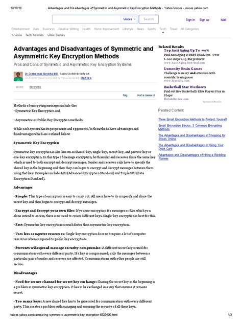 Advantages And Disadvantages Of Symmetric And Asymmetric Key Encryption