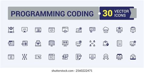 Programming Coding Icon Set Icon Algorithm Stock Vector Royalty Free 2560222471 Shutterstock