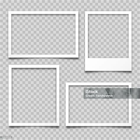 사실적인 빈 사진 카드 프레임 필름 세트 복고풍 빈티지 사진 디지털 스냅샷 이미지 디자인에 대한 템플릿 또는 모형 벡터 일러스트레이션 액자에 대한 스톡 벡터 아트 및 기타