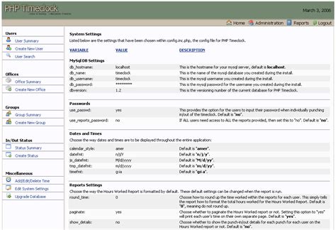 php timeclock