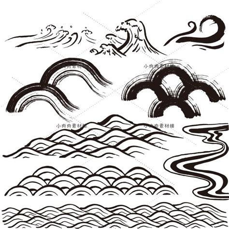 中式古风日式古典水波海浪传统水墨波纹图案 堆糖美图壁纸兴趣社区