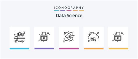 Data Science Line 5 Icon Pack Including Data Process Arrows Page
