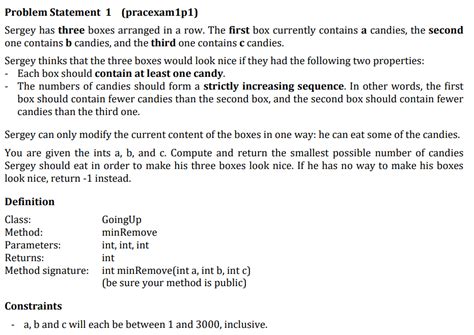 Solved Problem Statement 1 Pracexam1p1 Sergey Has Three