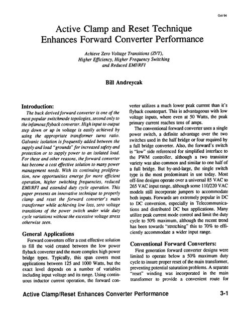 Active Clamp Reset For Forward Converters