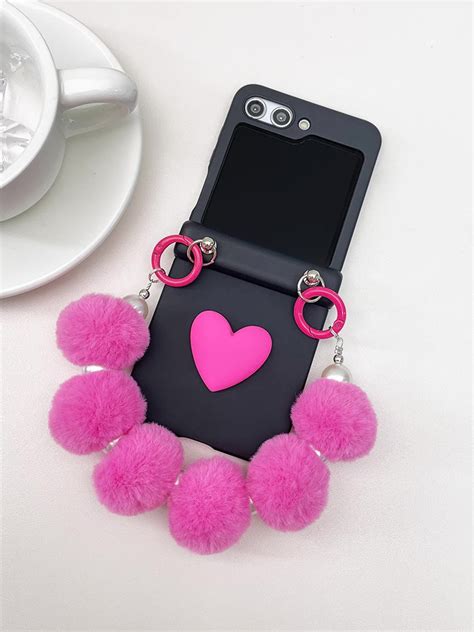 당일 출고 갤럭시 Z플립5 케이스 지플립5 핑크 폼폼이 스트랩 케이스 힌지보호