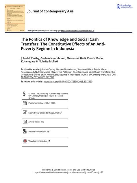 The Politics Of Knowledge And Social Cash Transfers The Constitutive