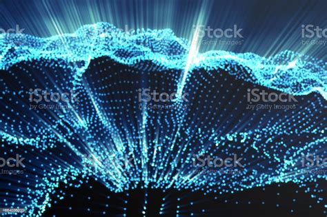 풍경 배경입니다 사이버 프리 그리드입니다 3d 기술입니다 빛을 광선으로 검은 배경에 추상 풍경입니다 3 차원 렌더링 3차원 형태에 대한 스톡 사진 및 기타 이미지 Istock