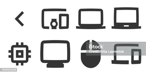 8 아이콘 세트 하드웨어 현대적인 얇은 선 아이콘입니다 품질 아이콘을 설정합니다 모바일 및 웹용 검사 보기에 대한 스톡 벡터 아트 및 기타 이미지 Istock