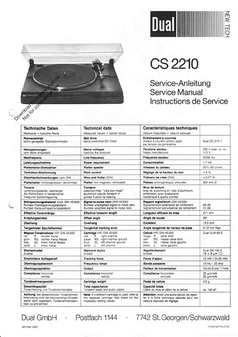 Bedienungsanleitung Dual Cs 2210 Deutsch 6 Seiten