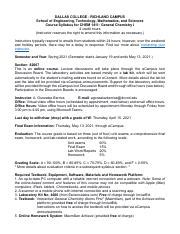 CHEM Syllabus Pdf DALLAS COLLEGE RICHLAND CAMPUS Babe Of Engineering Technology