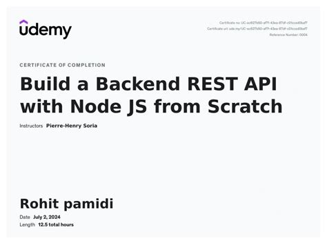 Rohit Pamidi On Linkedin Learning Nodejs Backenddevelopment Restapi Udemy
