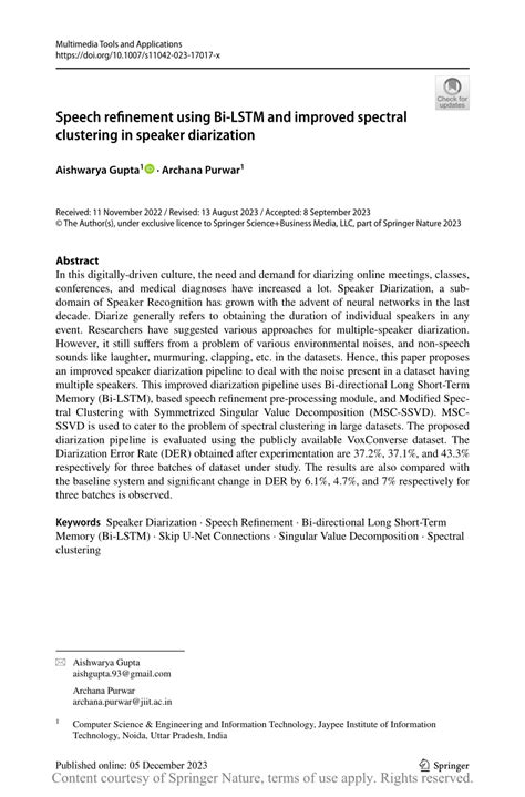Speech Refinement Using Bi Lstm And Improved Spectral Clustering In