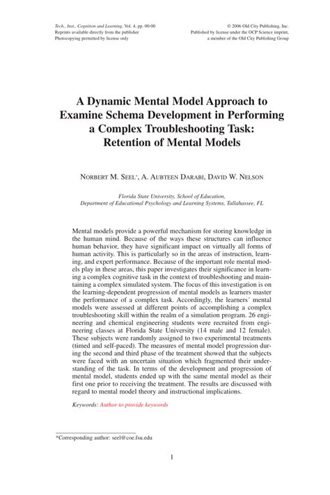 Pdf A Dynamic Mental Model Approach To Examine Schema Development In