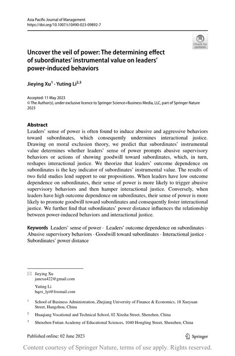 Uncover The Veil Of Power The Determining Effect Of Subordinates