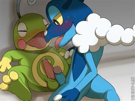 Rule 34 2017 Balls Blush Closed Eyes Duo Frogadier Frottage Male