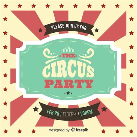 빈티지 서커스 파티 초대장 카드 서식 파일 무료 벡터