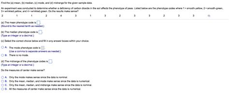 solved find the a mean b median c mode and d