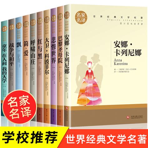世界十大名著全套10册巴黎圣母院书正版包邮简爱书籍原著悲惨世界红与黑战争与和平呼啸山庄初中生课外阅读书籍畅销书小说虎窝淘