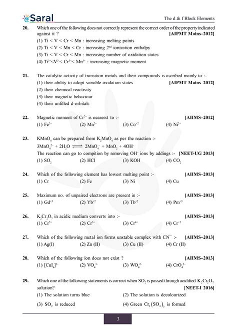 D And F Block Neet Previous Year Questions With Complete Solutions