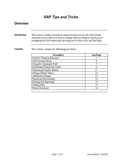Sap Tips And Tricks V20 Pdf Menu Computing Button Computing