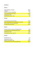 Problem Set Solutions Xlsx Question Part A Expected Return On Equity V Equity Number Of