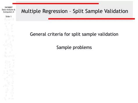 Ppt Multiple Regression Split Sample Validation Powerpoint Presentation Id519790
