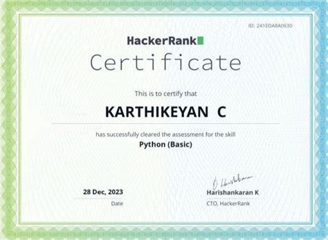 completed python basic certificate on hackerrank karthi keyan posted on the topic linkedin