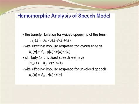 homomorphic speech processing pptx digital audio computer