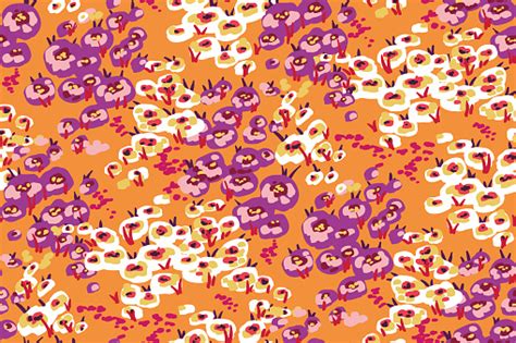 원활한 꽃 패턴 작은 꽃이 있는 복고풍 스타일의 Ditsy 프린트 주황색에 예술적인 초원 벡터 0명에 대한 스톡 벡터 아트 및 기타 이미지 Istock