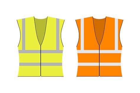 안전 재킷 보안 노란색과 주황색 작업 유니폼의 세트는 반사 줄무늬 벡터 스톡 일러스트레이션입니다 보호용 작업복에 대한 스톡 벡터 아트 및 기타 이미지 Istock
