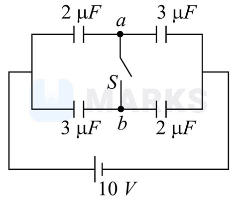 In The Figure Is Shown A System Of Four Capacitors Connected Across A 10 V Battery The Charge