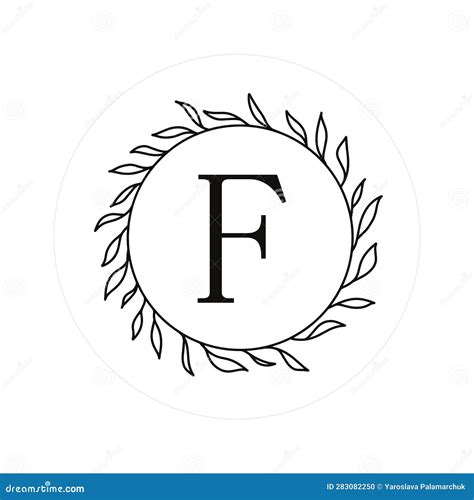 Letter F Initials With Round Floral Frames Vector Monogram Logo