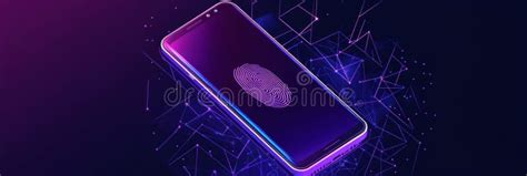 Futuristic Smartphone With A Glowing Fingerprint Icon Representing Biometric Security