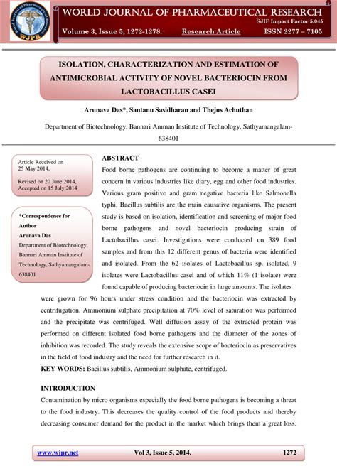 Pdf Isolation Characterization And Estimation Of Antimicrobial