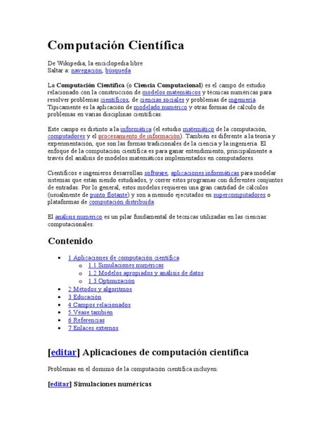 Computación Científica Pdf Ciencia Computacional Ciencias De La Computación
