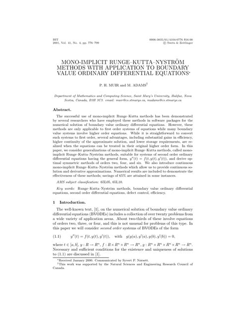 Pdf Mono Implicit Runge Kutta Nyström Methods With Application To Boundary Value Ordinary