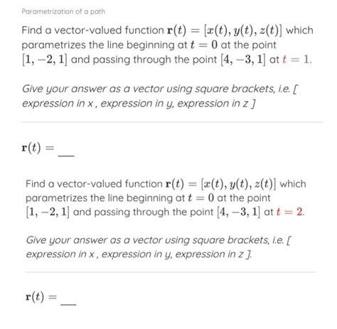 Solved Parametrization Of A Path Find A Vector Valued