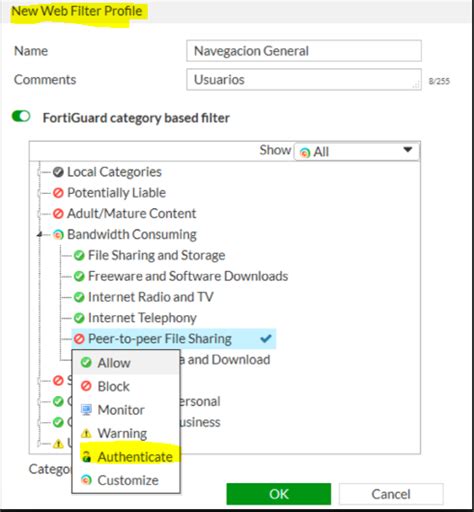Is It Possible To Authenticate Web Categories In The Navigation Profile