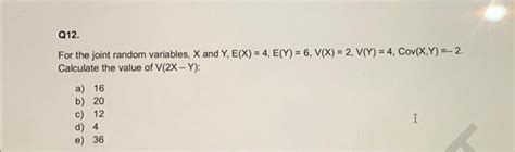 Solved For The Joint Random Variables X And