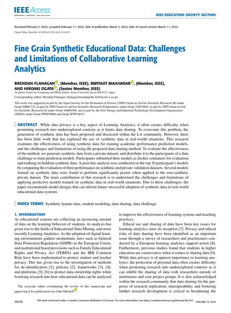 Pdf Fine Grain Synthetic Educational Data Challenges And Limitations Of Collaborative