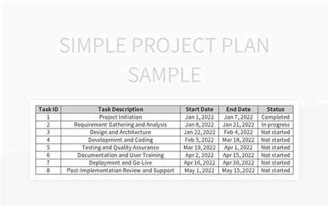 Simple Project Plan Sample Excel Template And Google Sheets File For Free Download Slidesdocs