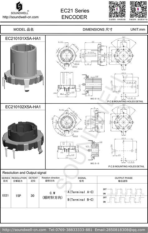 Hollow Shaft Rotary Encoder Push 15 Pulse 30 Soundwell Ring Encoder Switch 21mm Incremental