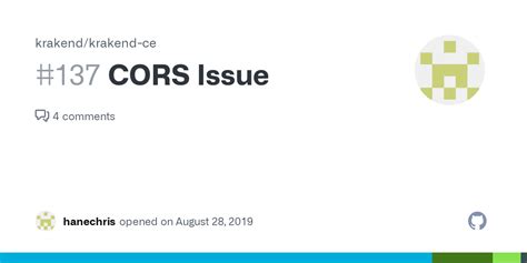 Cors Issue · Issue 137 · Krakendkrakend Ce · Github